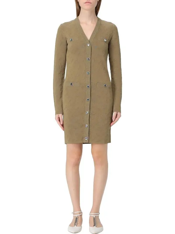 Pinko V-neck Button-up Knit Dress - Grey