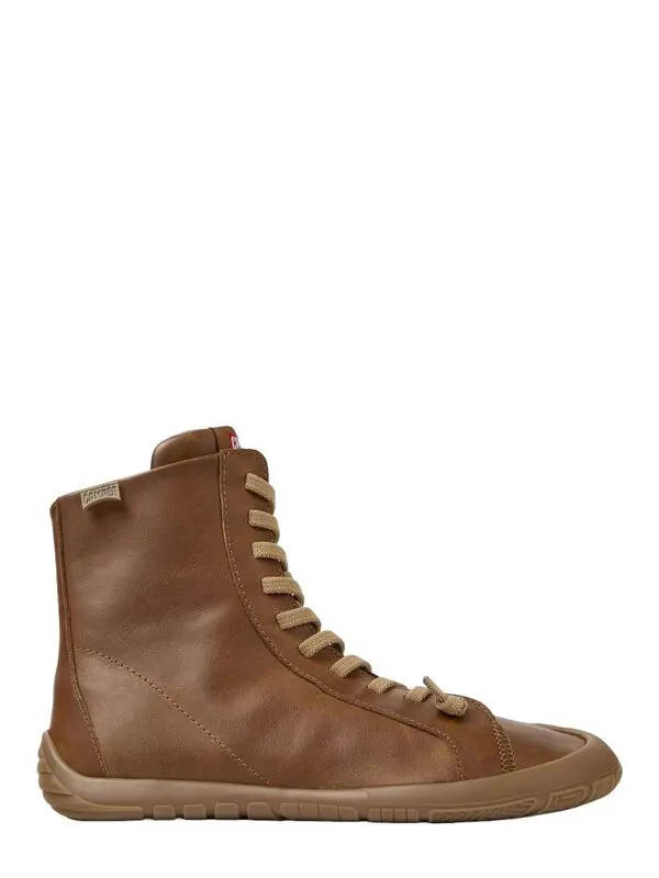 Camper Peu Path+ Smooth Leather Ankle Boots With Side Zip And Low Heel - Brown