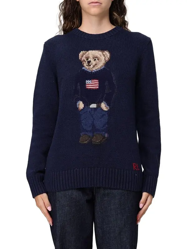 Polo Ralph Lauren Teddy Bear Print Crewneck Sweater - Blue