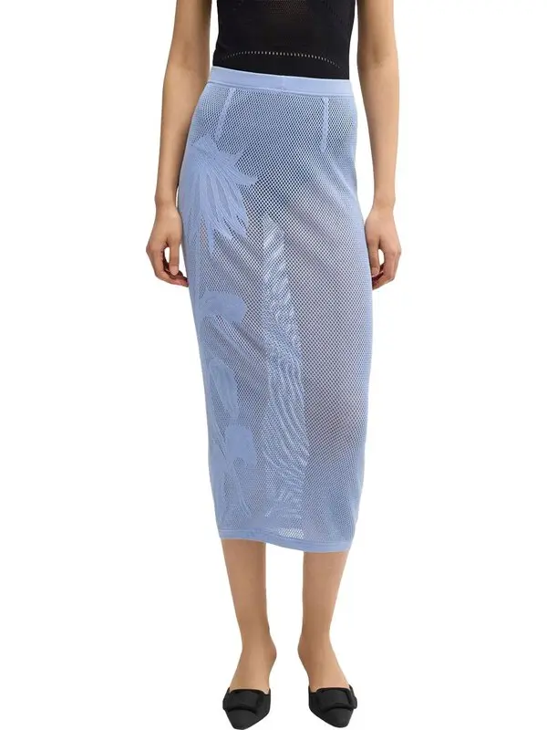 MARGHERITA MACCAPANI Econyl® Perforated Floral Pencil Skirt - Sky