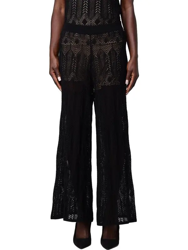 Liu Jo Cotton Blend Flared Trousers - Black