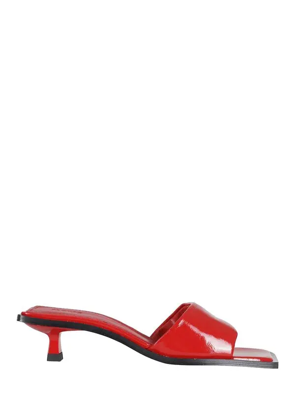 ALOHAS Naplak Leather Mule Sandals With Rhinestone Embellishments - Red