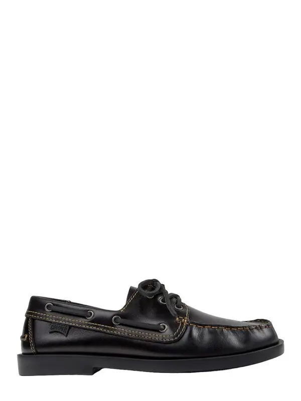 Camper Don Leather Boat Shoes - Black