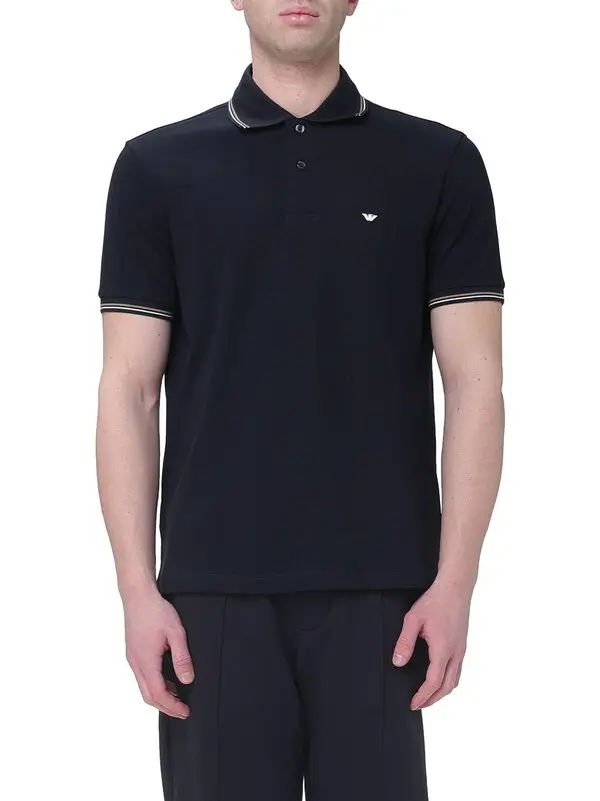 Emporio Armani Stretch Cotton Polo Shirt - Blue