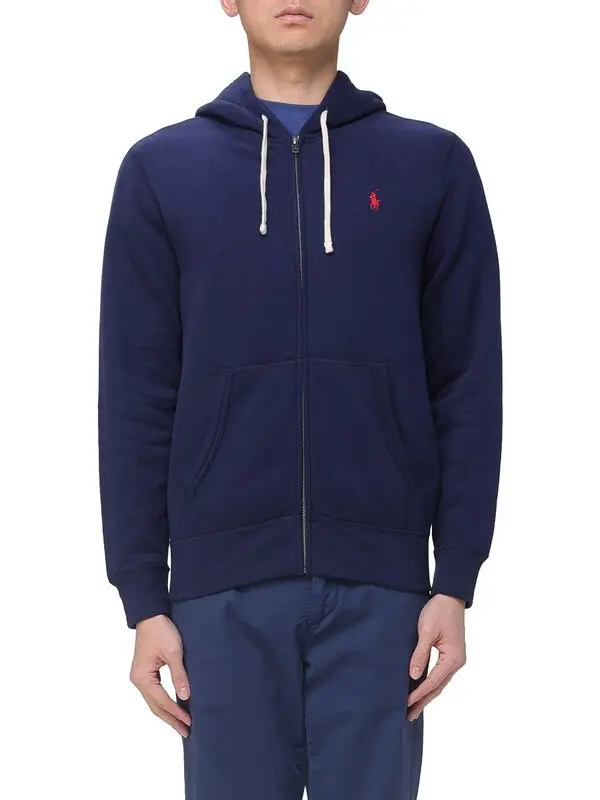 Polo Ralph Lauren Zip-up Hoodie With Embroidered Logo - Navy