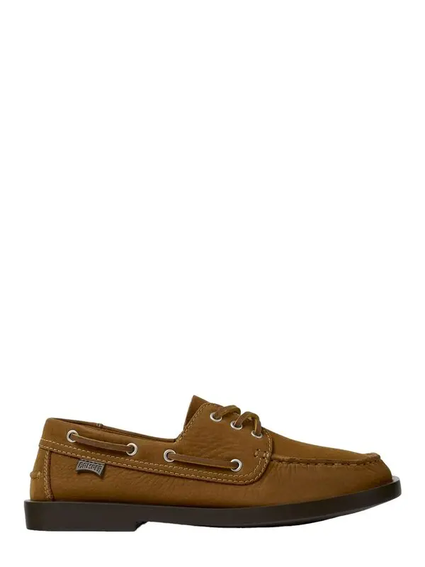 Camper Suede Boat Shoes With Adjustable Laces - Brown