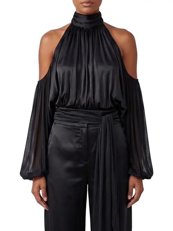 Giuseppe Di Morabito High Neck Cold Shoulder Top - Black
