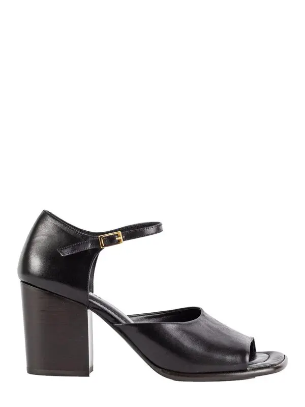 LEMAIRE Leather Heeled Mules With Adjustable Ankle Strap - Black