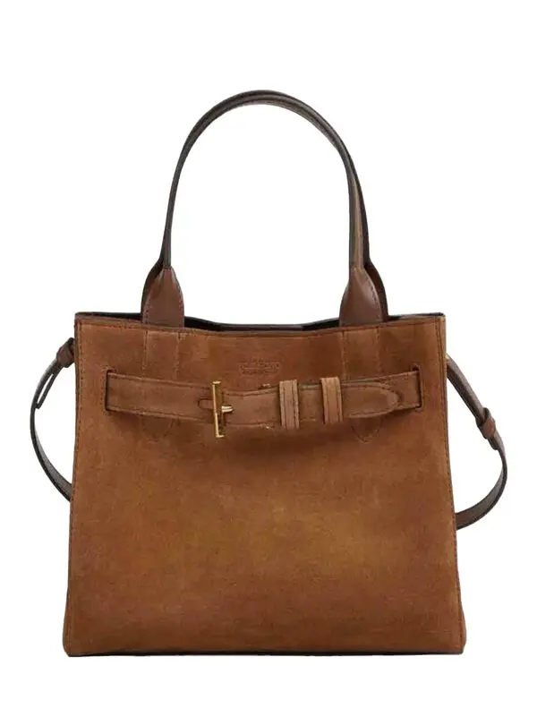 TOM FORD Audrey Suede Top Handle Bag - Brown