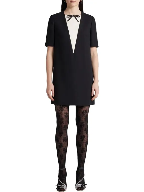 Valentino Garavani Virgin Wool And Silk Mini Dress - Black