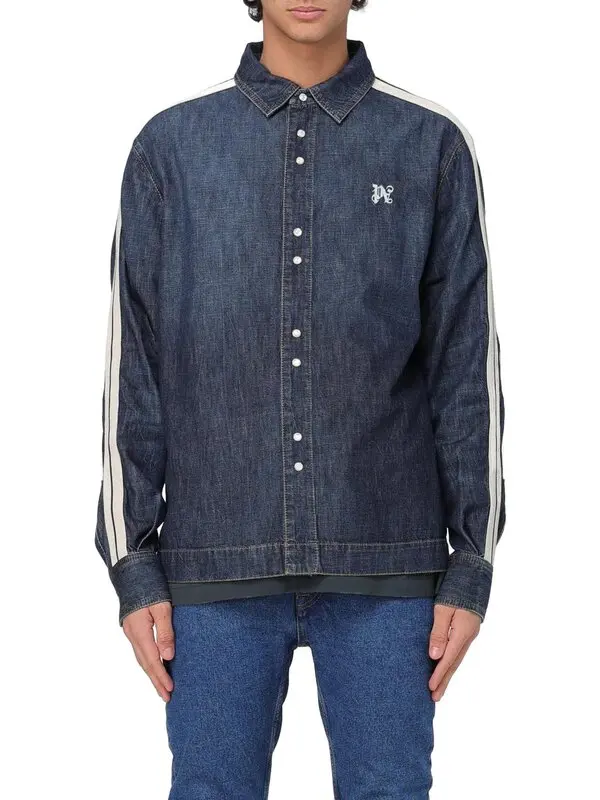 Palm Angels Jacket With Side Stripes - Denim
