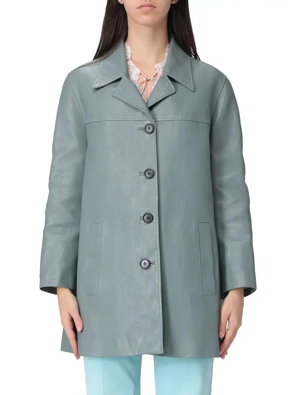 Chloé Single-breasted Lambskin Leather Jacket - Blue