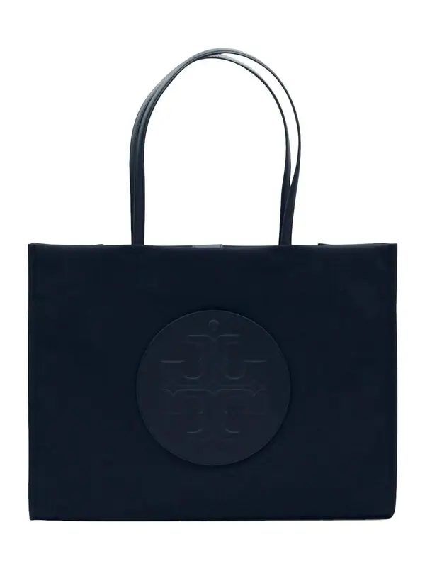 Tory Burch Ella Recycled Nylon Tote Bag With Double Handle And Tonal Logo - Navy