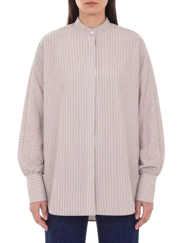 Brunello Cucinelli Striped Cotton Shirt - Brown