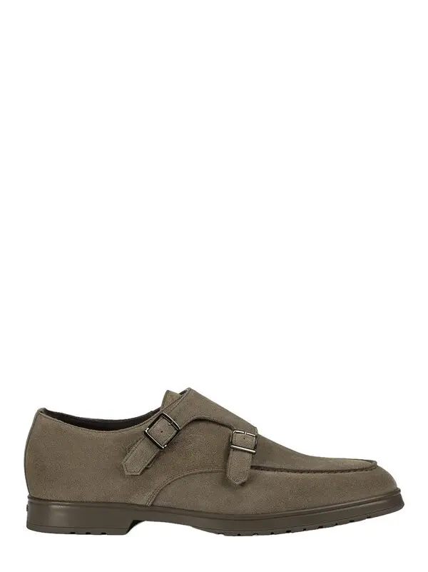 DOUCAL'S Buckled Monk Strap Shoes - Coffee