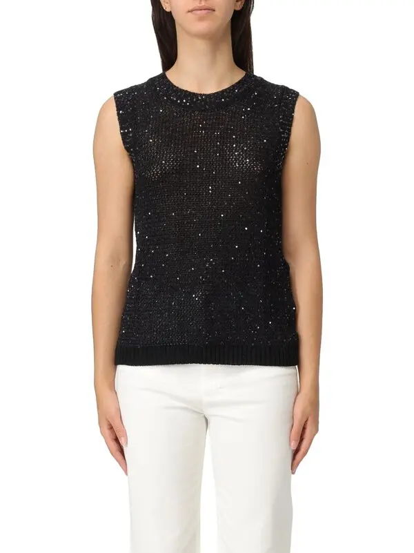 GOLDEN GOOSE Sequined Sleeveless Knit Top - Black