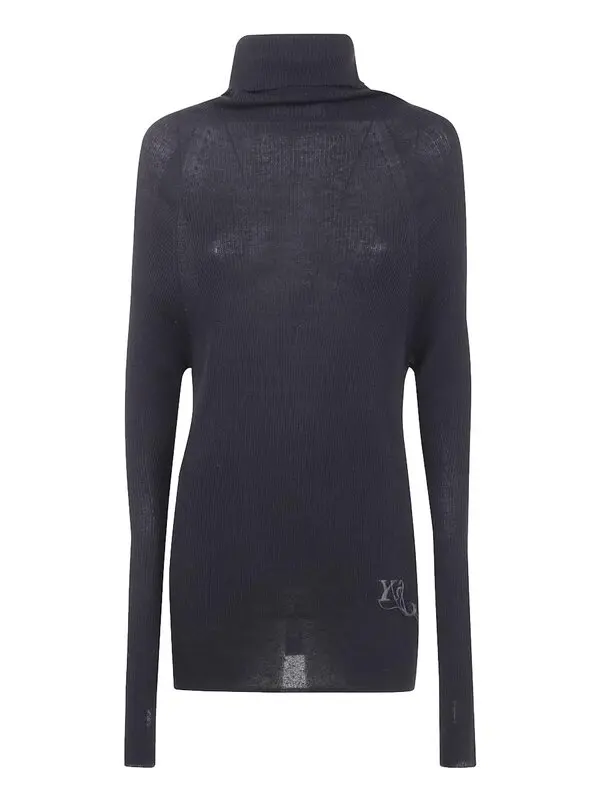 Y’s Ribbed Turtleneck Jumper - Black