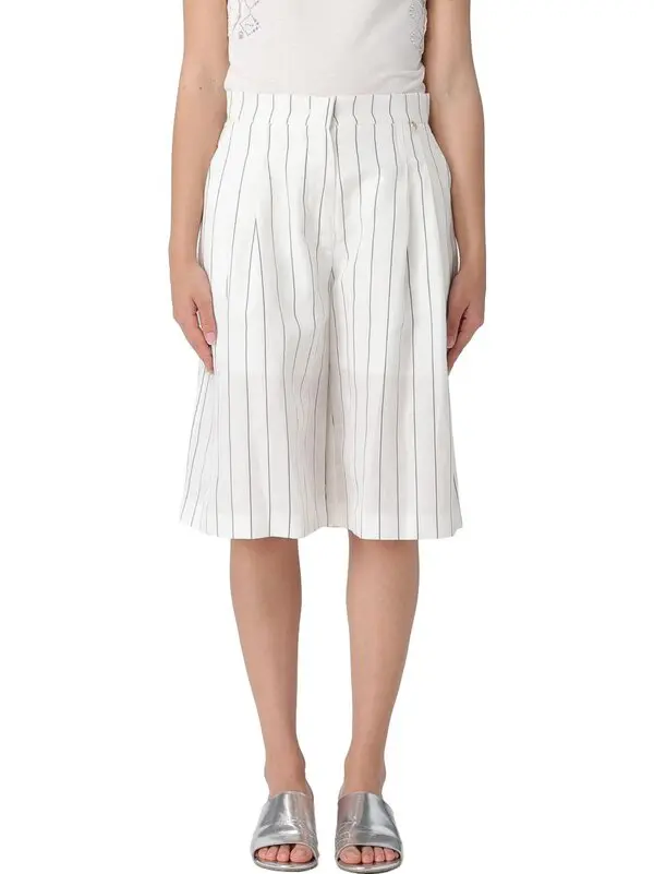 Liu Jo Tailored Cotton Blend Pinstripe Cropped Pants - Brown