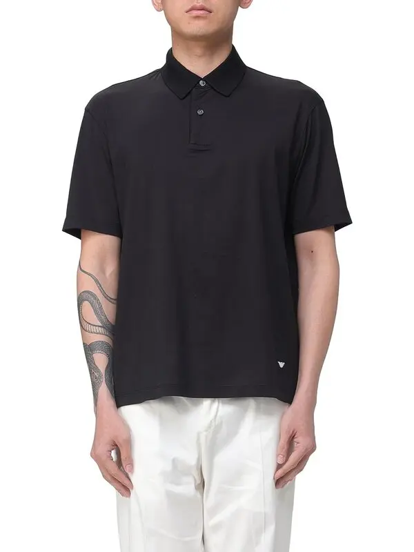 Emporio Armani Cotton Polo Shirt - Black
