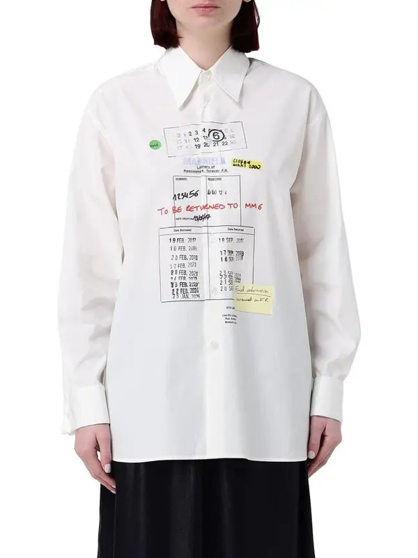 MAISON MARGIELA Graphic Print Cotton Shirt - White