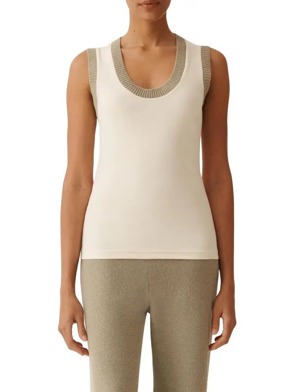 Fabiana Filippi Cotton Knit Sleeveless Top - Beige