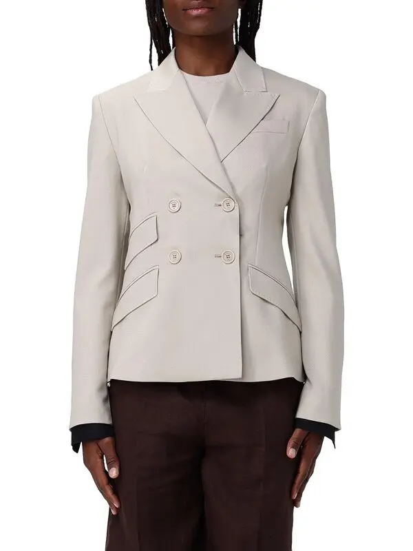 Max Mara Double-breasted Wool Blend Blazer - Beige