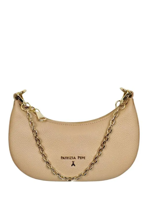 Patrizia Pepe Grained Leather Mini Shoulder Bag - Beige