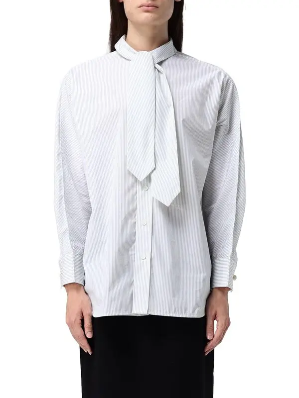 Bottega Veneta Striped Shirt With Tie Detail - White