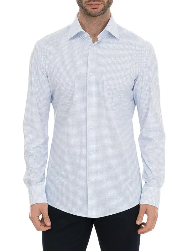 BOSS Stretch Jersey Casual Shirt - Gnawed Blue