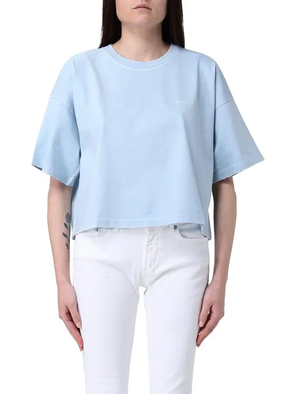 DONDUP Cropped T-shirt In Cotton - Blue