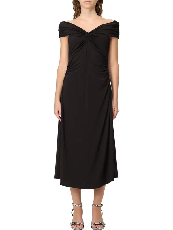 Michael Kors Off-the-shoulder Gathered Midi Dress - Black