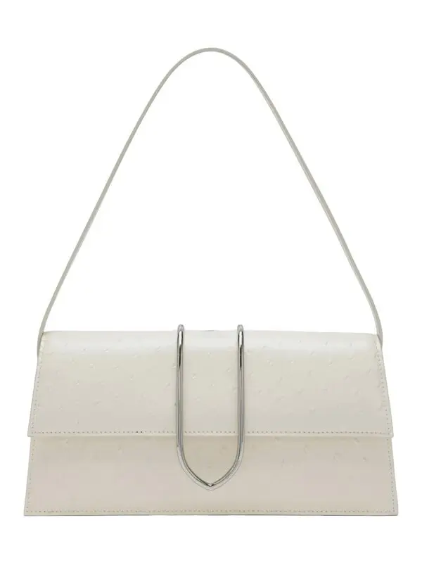 Jacquemus Le Bambino Long Shoulder Bag In Embossed Calfskin - Ivory