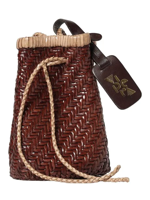VIPERA Frida Frame Woven Leather Bag - Beige