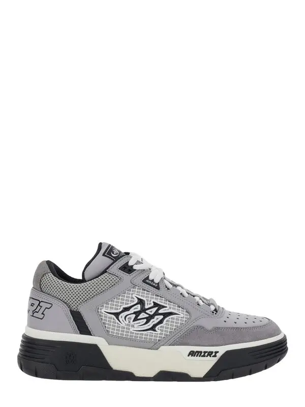 Amiri Ma94 Leather And Mesh Monogram Sneakers - Grey