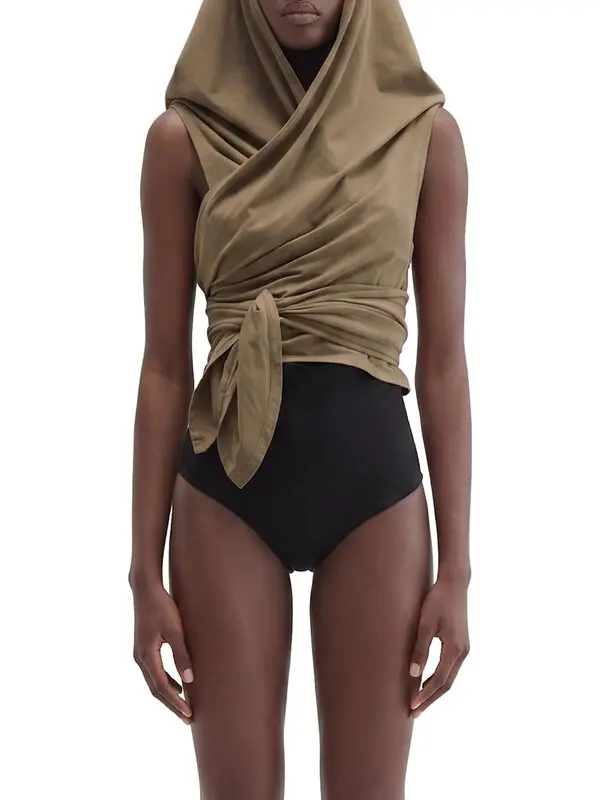 MARGHERITA MACCAPANI Sleeveless Hooded Top - Mud