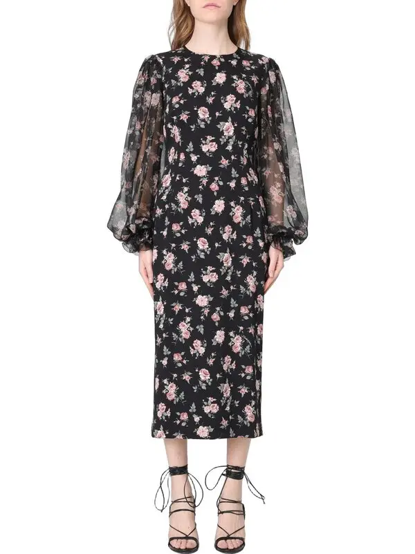 Dolce & Gabbana Floral Puff Sleeve Midi Dress - Multicolor