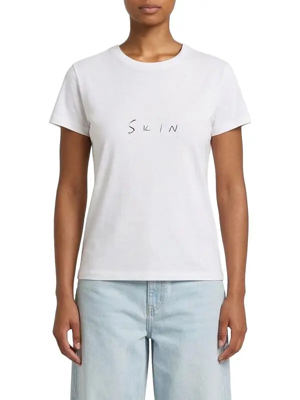 Patrizia Pepe Cotton Crewneck T-shirt With Slogan Print - White