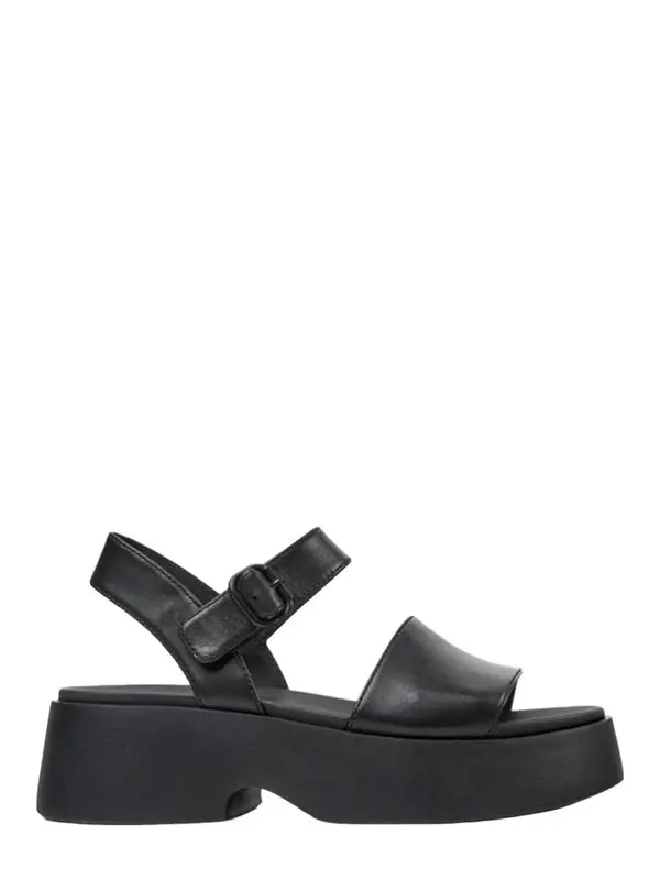 Camper Tasha Leather Platform Sandals - Black