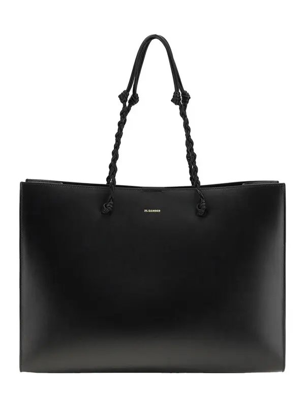 JIL SANDER Tangle Leather Tote Bag - Black