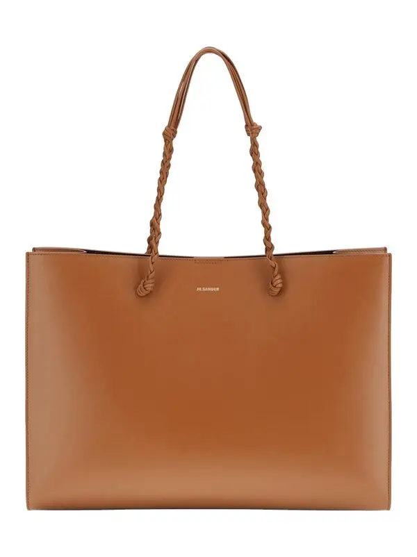JIL SANDER Tangle Leather Tote Bag - Camel