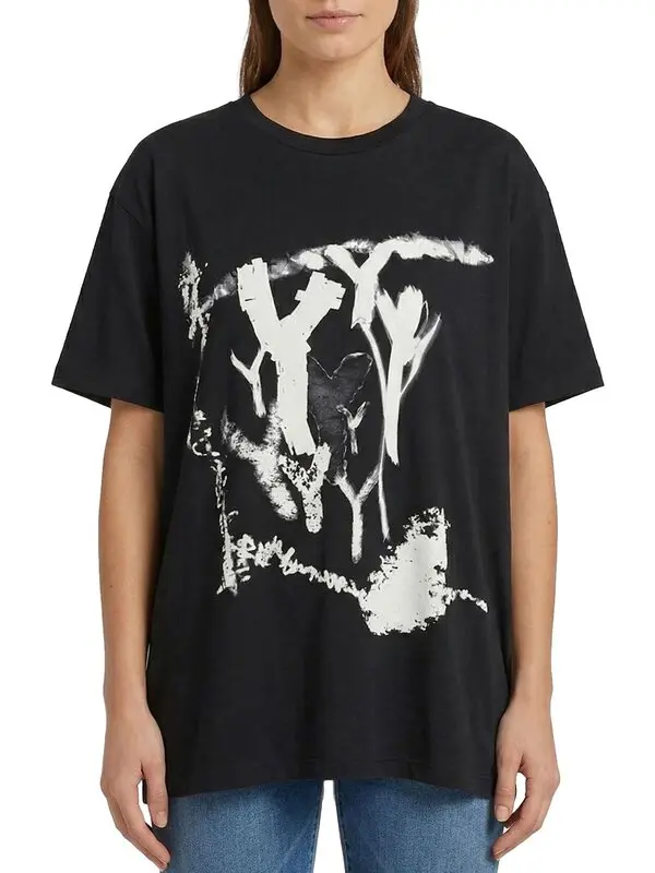 Yohji Yamamoto Oversized Printed Cotton T-shirt - Black