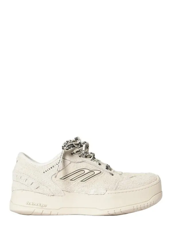 Balenciaga Hamptons Suede And Calf Leather Low Top Sneakers - Beige