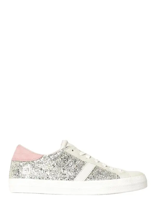 D.a.t.e. Suede And Glitter Lace-up Sneakers - Platinum