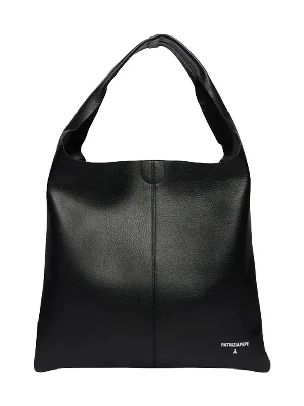 Patrizia Pepe Grained Leather Shoulder Bag - Black