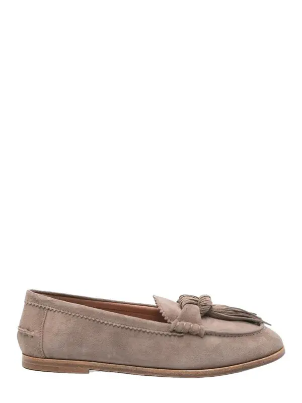 AQUAZZURA Freddie Suede Loafers With Tassel Detail - Grey