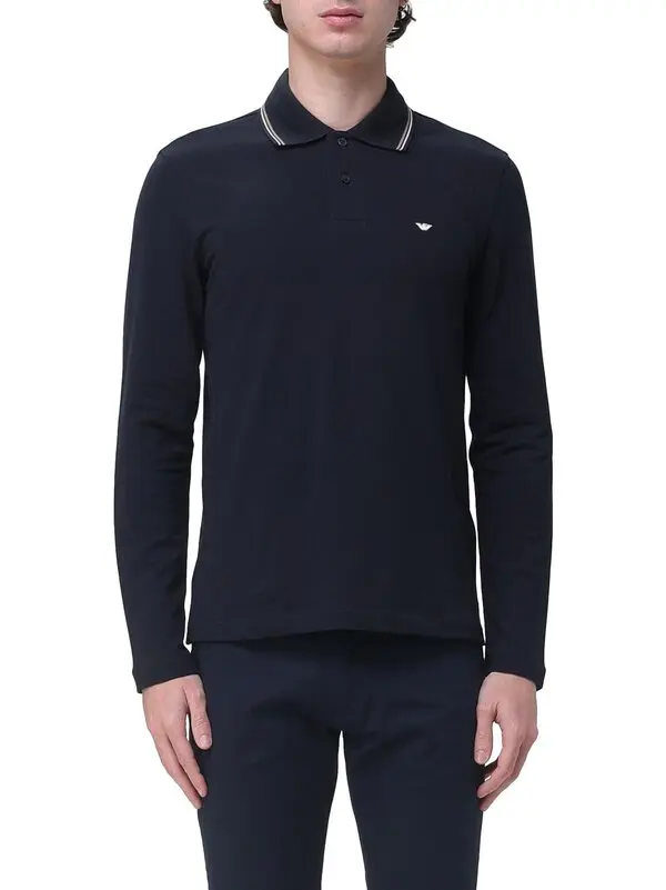 Emporio Armani Cotton Polo Shirt With Logo - Blue