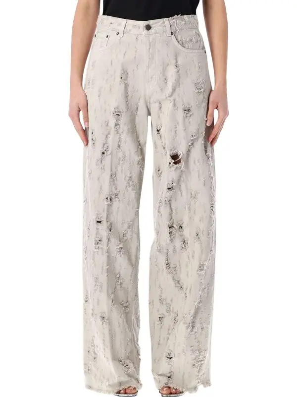 HAIKURE Distressed Denim Wide-leg Jeans - Grey 1