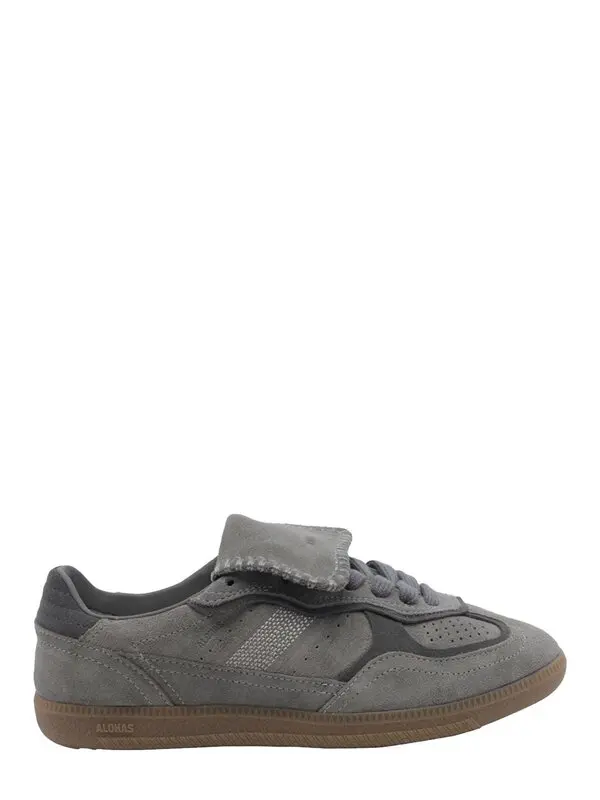 ALOHAS Two-tone Suede Low-top Trainers With Laminated Logo - Grey