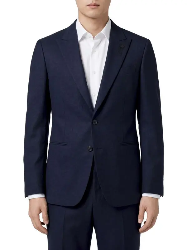LARDINI Single-breasted Virgin Wool Blazer - Blue