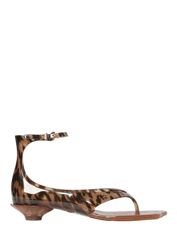 Chloé Jelly Thong Sandals With Tortoiseshell Pattern And Ankle Strap - Multicolor
